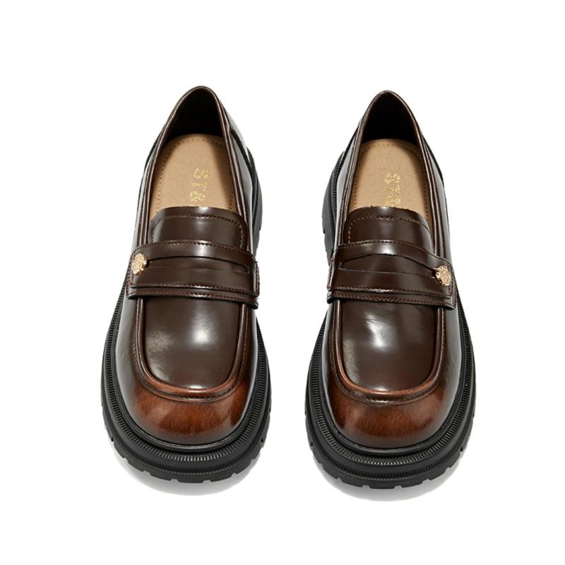 [Dafoni] 【レディースローファー】本革5.2cmヒール 軽量防水防臭 通勤快適 楽々歩ける（レザー コンフォートシューズ） 23CM-24.5CM ブラック/ブラウン/ベージュ