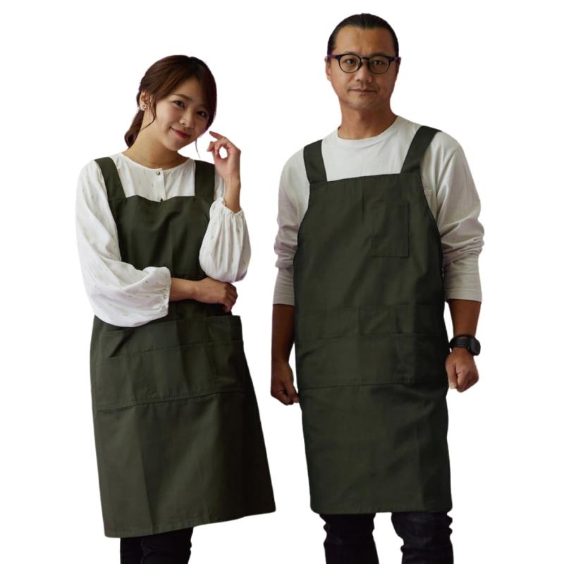 [HoowLet] エプロン 大きいサイズ h型 エプロン ゆったりめ ビッグサイズ BIG 男女兼用 LL 3L おしゃれ レディース メンズ DIY アウトドア カフェ 保育士 介護 ポケット シンプル ツイル ペン差し付シワになりにく...