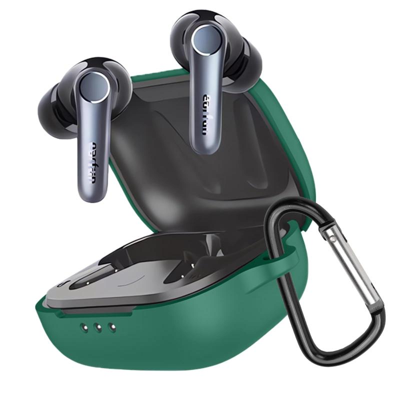 YAODLE For EarFun Air Pro 4 用 ケース カバー EarFun Air Pro 4用保護カバー 保護ケース シリコンケース 装着充電可能 全面保護 落下防止 キズ防止 耐衝撃 防塵 軽量 収納 カラビナ付き【対応機...