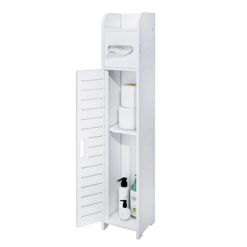 トイレットペーパーストッカー トイレ収納 ペーパーホルダー 便利 スリム 組立簡単 工具不要 省スペース 小物置き 隙間収納 ホワイト【防水・防湿素材採用】本製品は木材ではなく、高品質なPVC木塑素材を採用しており、水に強く、湿気の多いトイ...