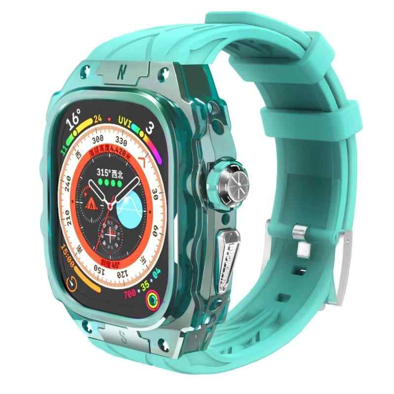 [YiMingSun] Apple Watch用ケース Apple Watch Ultra1/2 49mm用バンパーケース付き 頑丈なメンズ高級透明保護 メンズ 頑丈なケース バンパーApple Watch スポーツバンドiWatch Se...