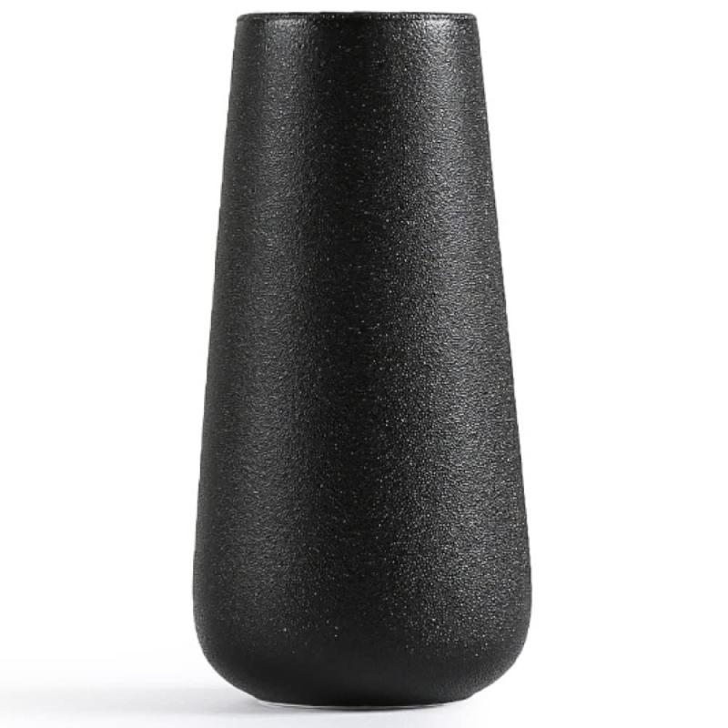 +kuRo 花瓶 フラワーベース 陶器 北欧 おしゃれ 大きい インテリア 花器 生花 ドライフラワー セラミックス お盆 仏壇 白 黒【サイズ 】(1)瓶口直径6.5cm、瓶底直径：9.4cm、高さ：19.8cm (2)瓶口直径8.4cm...