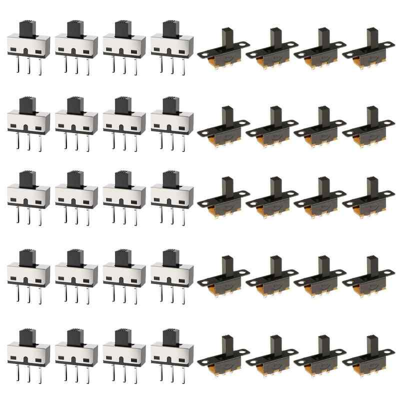 Youmile ハイノブ垂直スライドスイッチ1P2T SPDT 3ピン2位置DC50V 0.5A 5mm SS12F44 20個垂直スライドスイッチ付きfor Arduino用マイクロスライドスイッチ3ピン3mmSK12D07VG3スライド...