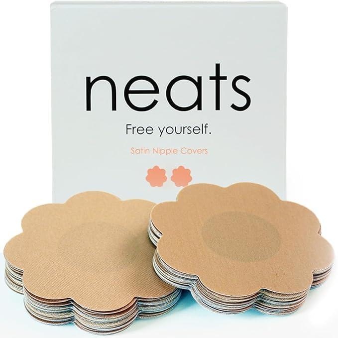 NEATS Satin Nipple Cover, 20 Pairs + 1 Sexy Heart Shaped Pair - Self Adhesive Bra, Hypoallergenic &amp; Disposable Natur...