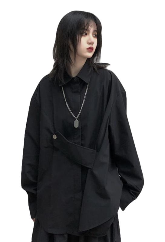 [SHUMING]シャツ レディース ゆったり 長袖 ブラウス 無地 ビッグシルエット オーバーサイズ 原宿系 カジュアルシャツ 秋 ワイシャツ 量産型