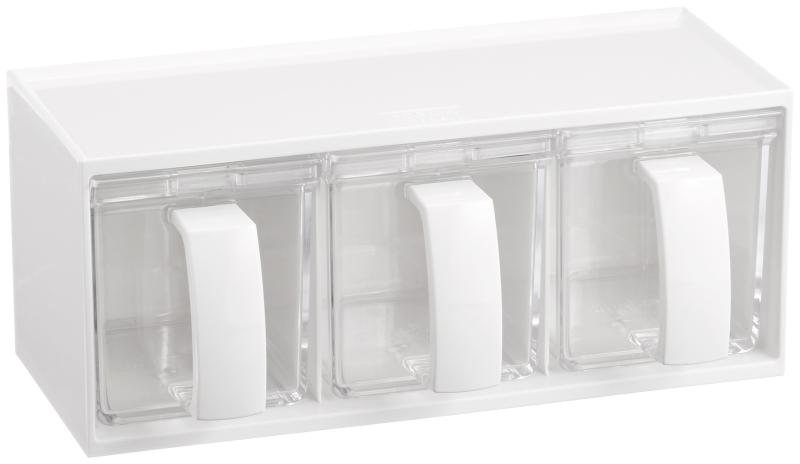 アスベル ミニ調味料入れ 「フォルマ・3」 ホワイトサイズ:約幅25.3×奥13.3×高11cm本体重量:約681g