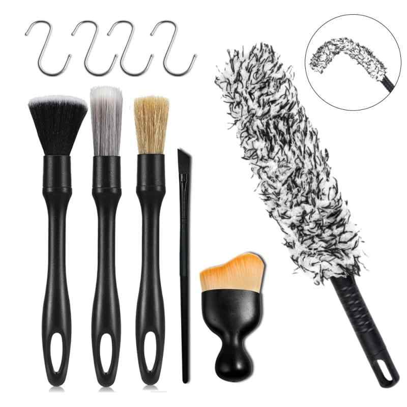 Fieekty 洗車ブラシ 3本/6本セット ディテールブラシ ホイール ボディ用 車内掃除用 隙間掃除 傷つかない 洗車セット 洗車 筆ブラシ 洗車 刷毛 洗車グッズ カー用品 便利 柔らかい 豚毛 換気口