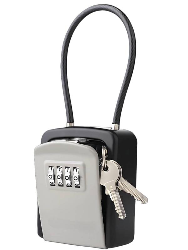 HACHIFUKU キーボックス ダイヤル式 小型 屋外 ワイヤー式 セキュリティボックス 頑丈設計 key box 日本語説明書付き【屋外使用に最適な耐久性と信頼性】 耐候性に優れた合金製ボディを採用しており、雨や風、紫外線にも強く、屋外...