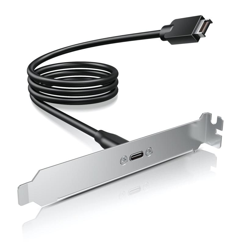 GRAUGEAR USB 3.2 Gen 2 フロントパネルヘッダー USB-C Type-C メス延長ケーブル パネルマウントネジ PCIブラケット付き ケーブル長50cm [G-AD-ETC-10G]【幅広い互換性】パネルに取り付けられ...