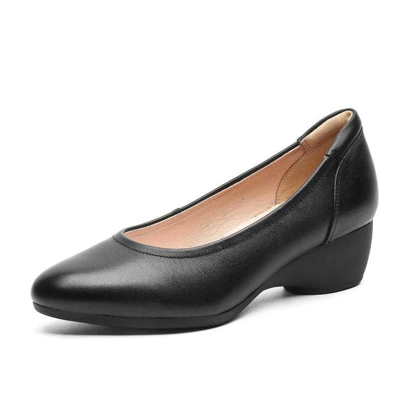[ZUYEE] レディース パンプス ラウンドトゥ 太めヒール 4cmヒール 本革 柔らかい 痛くない 歩きやすい 美脚 オフィス 通勤つま先がラウンドしている女性らしい柔らかな印象のパンプスです。柔らかな履き心地：上質な天然皮革を使用し、...