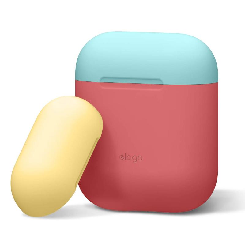 AirPods ケース シリコン 製 カバー バイカラー ツートン デザイン 耐衝撃 傷防止 保護 アクセサリー elago DUO CASE [ Apple Air Pods mmef2j/a エアーポッズ ]ツートンカラーのデザイン: ...