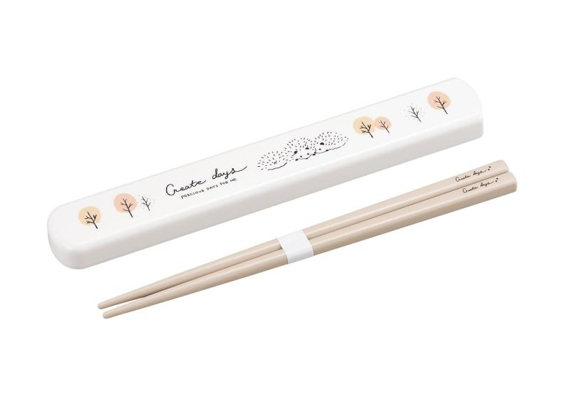 OSK 弁当箱 ランチボックス用 引フタ箸箱セット ヘッジホッグ 19.5cm [スライド式/カチャカチャ音がしない/銀イオン] 日本製 食洗機対応 HS-16シリコーンパーツ付で持ち運び時にカチャカチャ音がなりませんサイズ：206×30×...