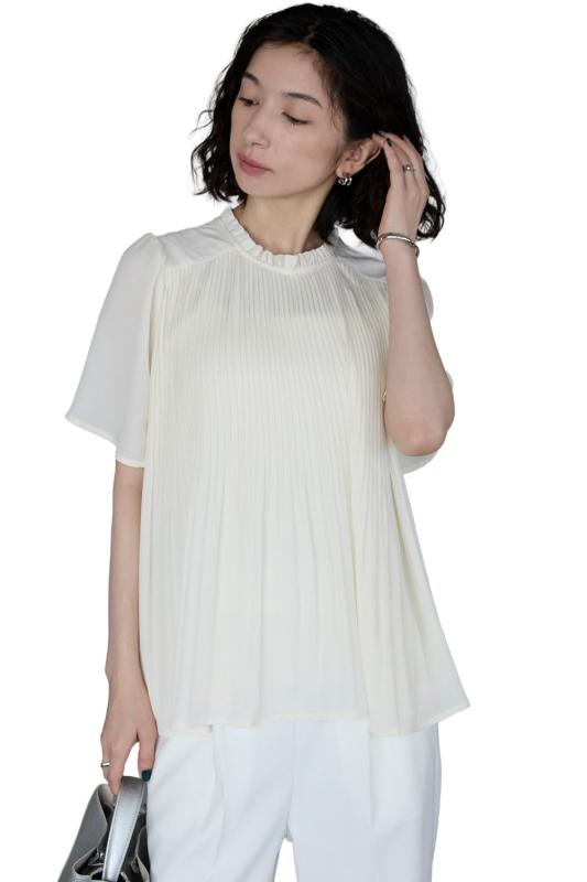 [リリヤーノ] ブラウス レディース 半袖 プリーツ スーツ インナー 通勤 オフィス フォーマル きれいめ カジュアル トップス 大きいサイズ「お仕事からデイリー使いまで」ご家庭で洗えてシワになりにくいお手入れ楽チン、なのにキレイ見えブラ...