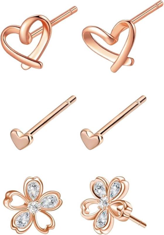 【Mesaro】軟骨ピアッサー ピアス ハート 20g ピアス セット 3ペアセット 人気 サージカルピアス ハート 花 シンプル サージカルステンレス ピアス 母の日 誕生日 記念日 プレゼント スタッド