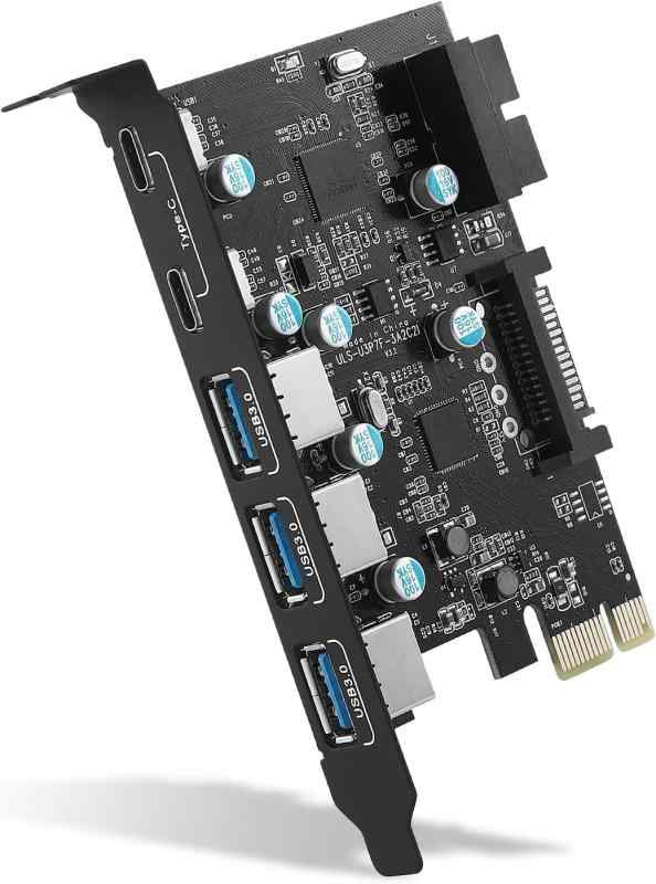 Farboko USB PCIe【フロント USB + USB C 拡張カード】デスクトップ PC の空き PCIE x1 以上のスロットから、フロント USB 3.2 Gen 1 ポート x 1 とフロント USB 3.2 Gen 1 T...