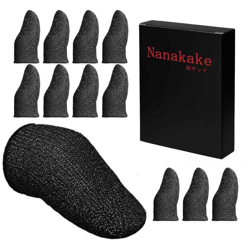 Nanakake 指サック 超薄銀繊維 スマホ ゲーム 音げー ゆびさっく 超高感度 指カバー 手汗対策 操作性アップ なタッチ感 ゲーム体験 スマホ/タブレット 全機種対応 反応早い 指スリーブ(ブラッ【最新技術・超薄銀繊維】新しい編み技...