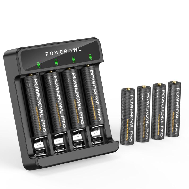 POWEROWL 単三単四 電池 充電器ニッケル水素/ニカド充電池に対応 4本同時充電可能【単3単4電池互換】単3単4ニッケルクロム/ニッケル水素充電電池を適用します、 最大4つの電池を同時に充電できる。単3単4型分溝処理は、接触不良を避け...