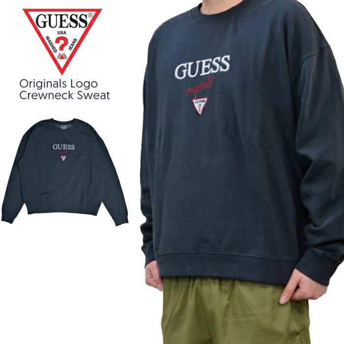 GUESS (ゲス) スウェット Originals Logo CrewNeck Sweat クルーネック トレーナー フリース 日本正規代理店商品 サイズ（平置cm） Mサイズ　着丈66cm 身幅64cm 袖丈(肩上から)63cm 肩幅6...