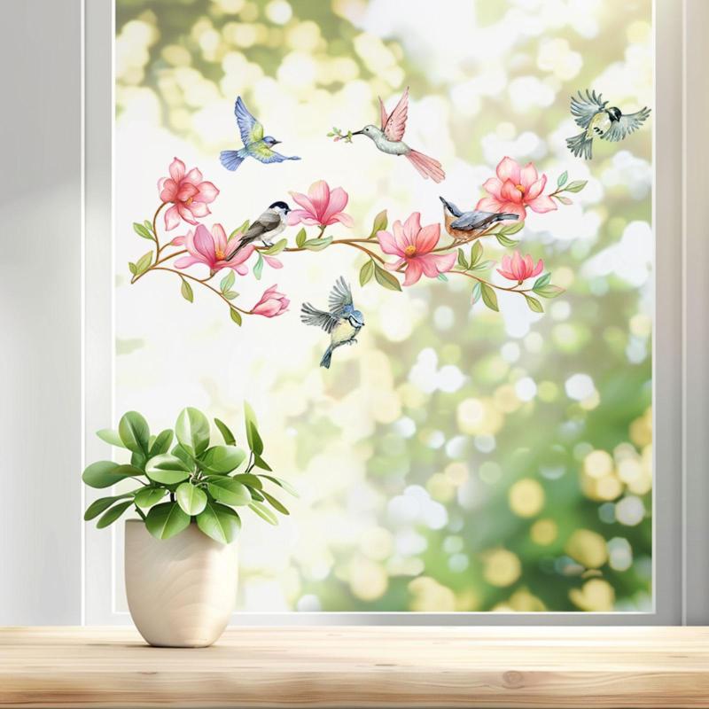 説明: 【デザイン】: 楽しい鳥と花のモチーフが特徴で、自然の美しさと羽のある友達をあなたの家の装飾にもたらします。 【簡単貼り付け】: 面倒な接着剤は不要。静電気でくっつくデカールを滑らかな表面にこすりつけるだけで、プロフェッショナルな仕...