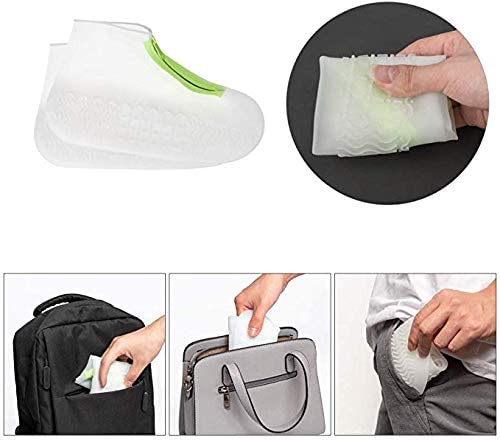 > レインシューズカバー スペック 表地: シリコン雨の日、靴だけでなく、靴下までビショビショに濡れた経験はありませんか？軽いアウトドアや洗車などで大切な靴を汚した経験はありませんか？海で靴が汚れるのが心配で、思いっきり楽しめなかった...