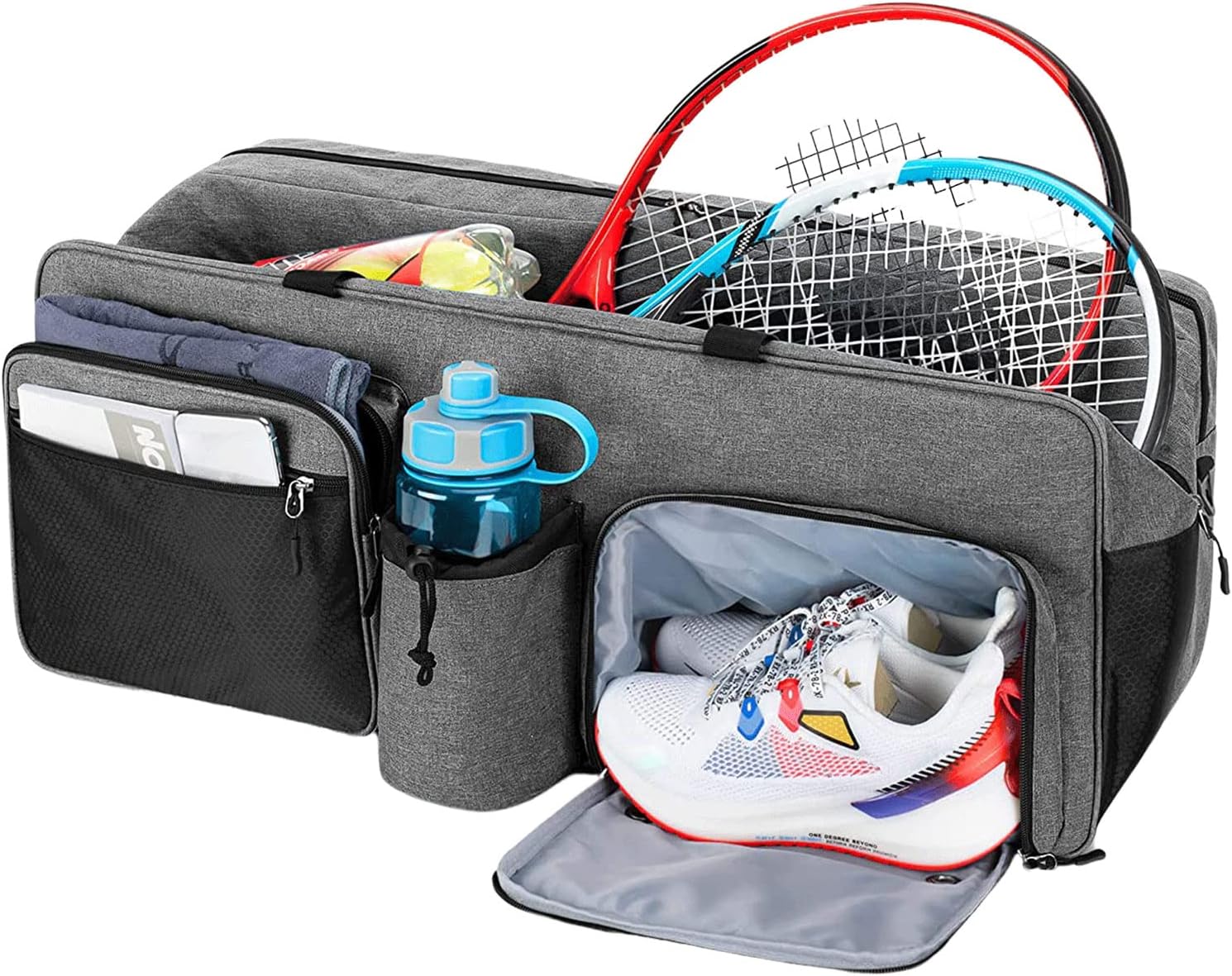 ?【高品質保証】高品質のポリエステル素材を使用しているため、丈夫で頑丈なテニスバッグです。防水底と強化ステッチを持っています。?【優れたデザイン】靴を他のアイテムと分けて保管できるように、通気性に優れた別の靴コンパートメントを使用して設計さ...