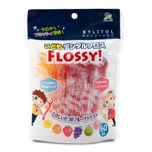 袋イエロー、オレンジ、ピンク、バイオレット、ライトグリーン、サーモンピンク/60本/-・FlavorName:フルーツSize:60本・パッケージ個数:1・こどもの歯に合わせたスモールサイズのフロス、60本入。・6つのくだものフレーバー(マ...