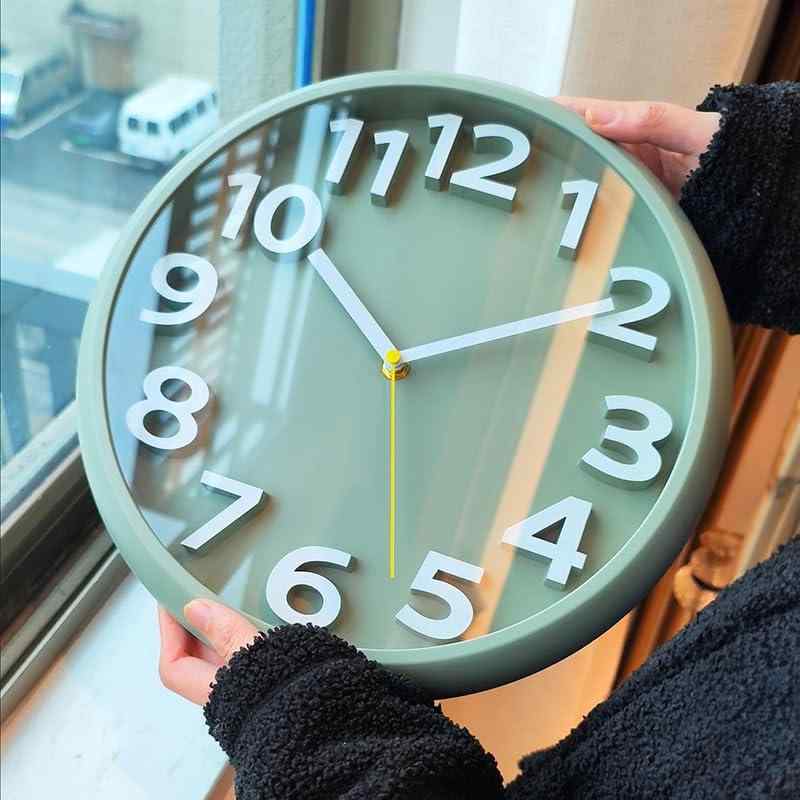 Nbdeal 掛け時計 電波時計 静音 連続秒針 直径28cm 立体数字