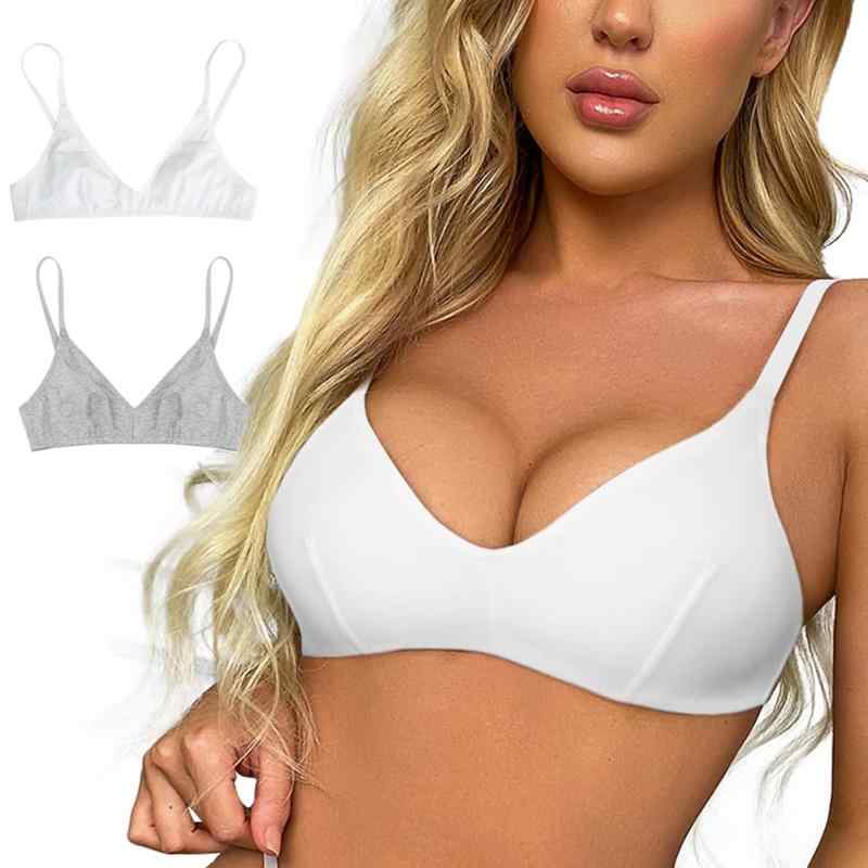 [Sexy code 1701] ナイト ノンワイヤー ブラ 2枚セット 綿100% パッドなし レディース ブラジャー