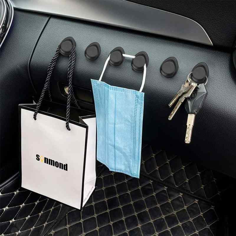 車載 フック 車用 8個入り 車用収納フック ミニ 粘着式 簡単取付 携帯型 キーストレージ ケーブル収納 壁付 車内用品 (ブラック)【高品質素材】:車用 ミニフックはPCとABS素材でできており、耐久性があり頑丈で、脱落しにくく、安全で...