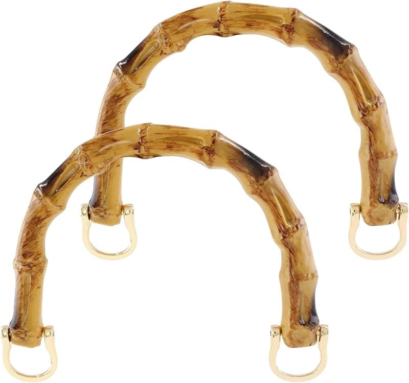 サムコス バンブーハンドル 持ち手 DIYバンブーハンドル バンブー持ち手手芸 U形 バッグ用 竹製 天然素材 ハンドメイド Dカン付き 2点セット 中くらい【商品仕様】サイズ：約14×12cm　セット数：2個セット　素材：竹　モニターの環...