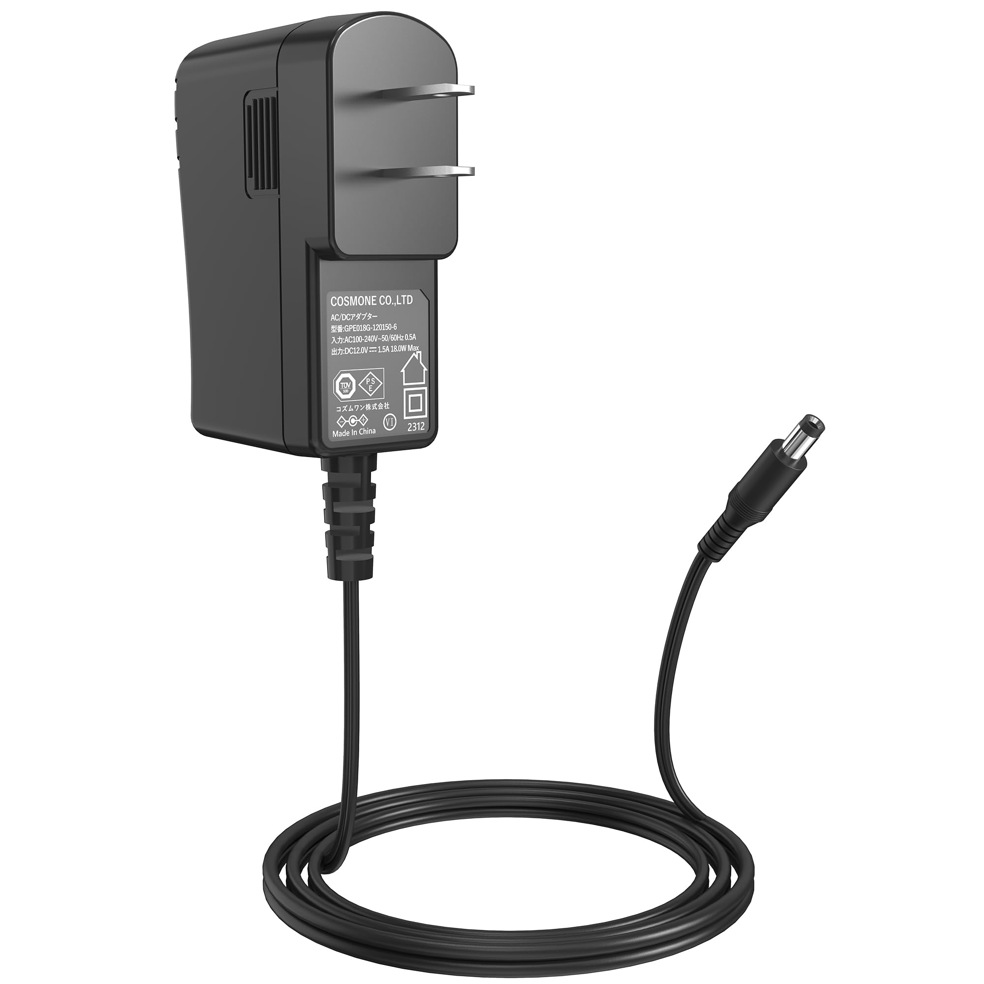 ・入力:AC100-240V 50/60Hz 0.5A ・出力:DC12V 1.5A ・最大出力:18W ・出力プラグ:外径5.5mm×内径2.1mm ・極性:センタープラス ・保護機能:過圧保護、過熱保護、過流保護、回路短絡保護 ・安全規...