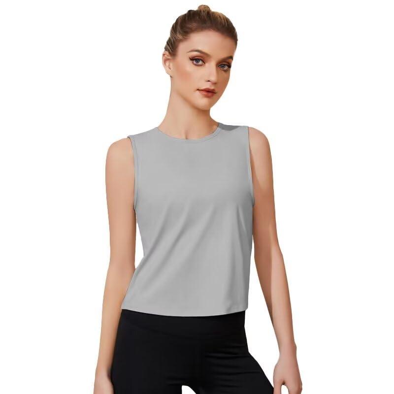 [Barifall] ヨガウェア ノースリーブ レディース スポーツタンクトップ ショート丈 トレーニングウェア 体型カバー 吸汗速乾 通気性