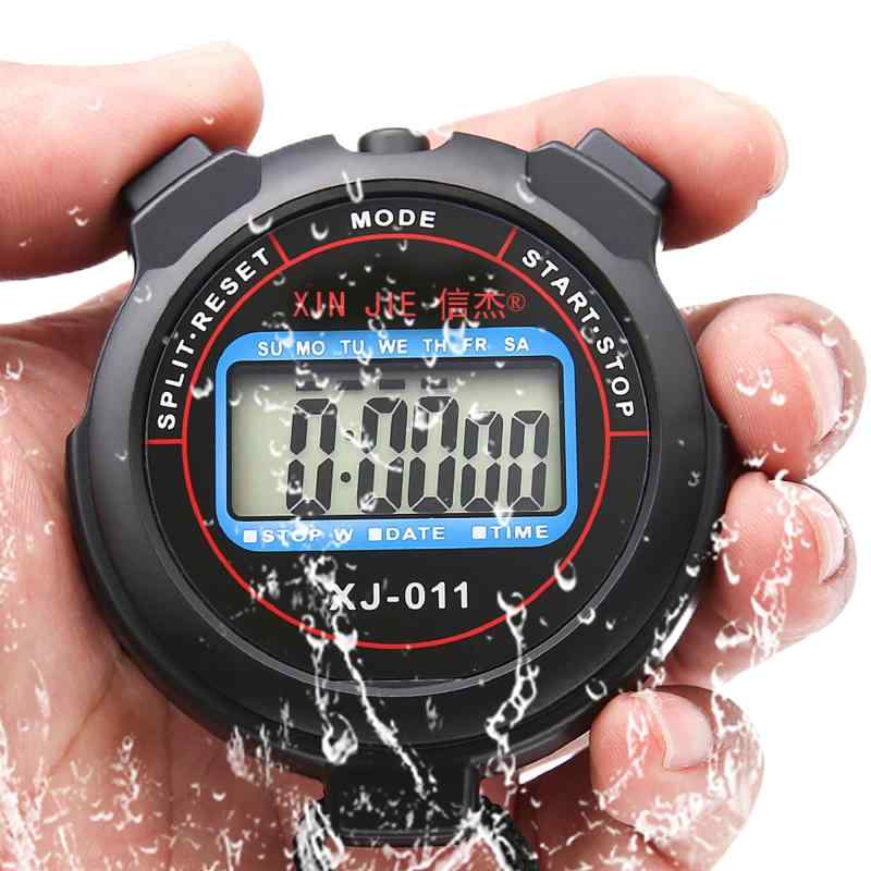 DEVENTORZ ストップウォッチ スポーツタイマー 防水 高精度 ストップ ウォッチ カウントダウンタイマーエクササイズフィットネス 大画面分割タイマー 電池交換可 バッテリーとストラップ付