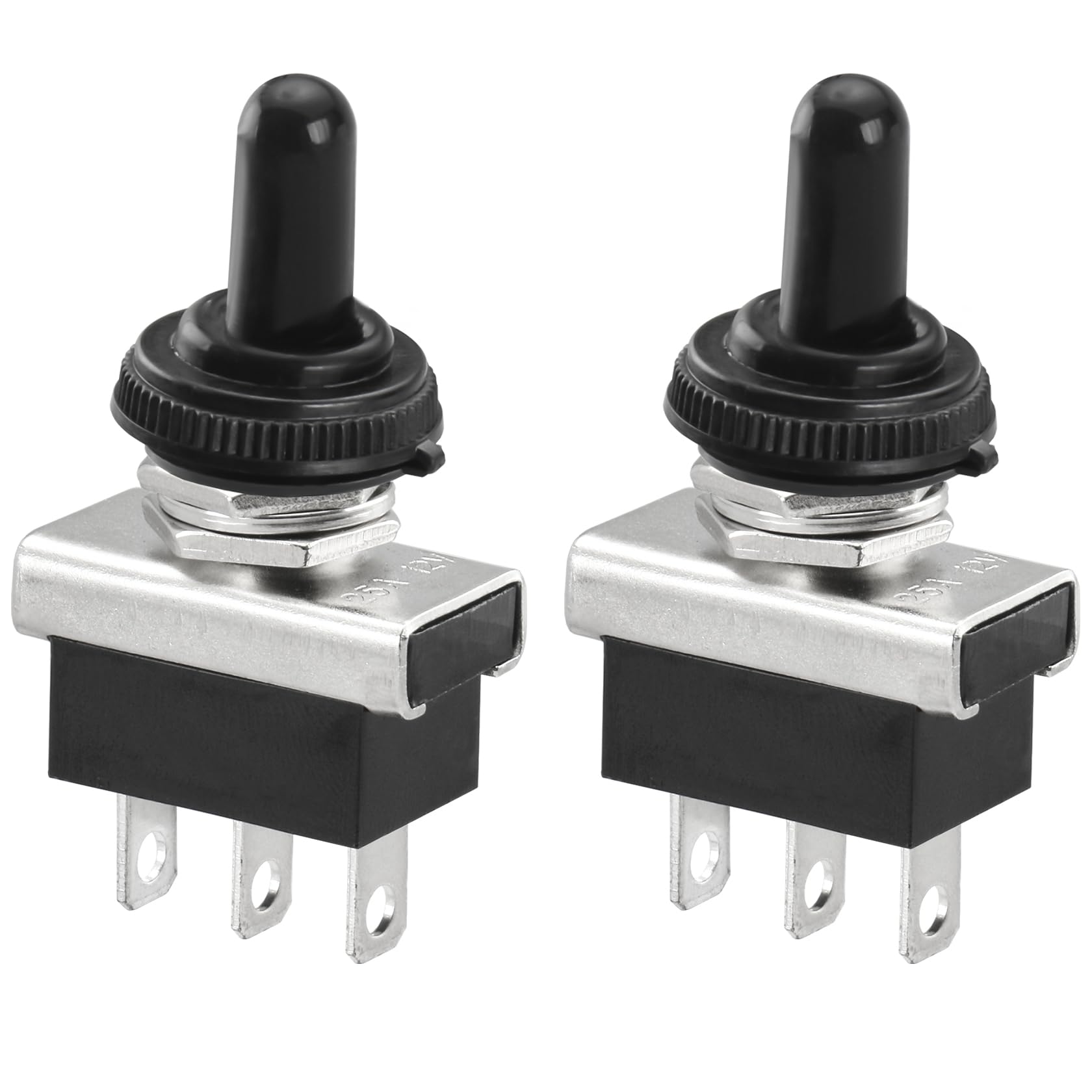 ・定格:25A 12VDC、10A 24VDC ・機能:SPDT ON/OFF/ON(3ポジション) ・取り付け穴サイズ:12.2mm ・端子幅:1/4インチ(6.3mm) ・ピン数:3ピン ・本体サイズ:29mm x 15mm ・付属品:...