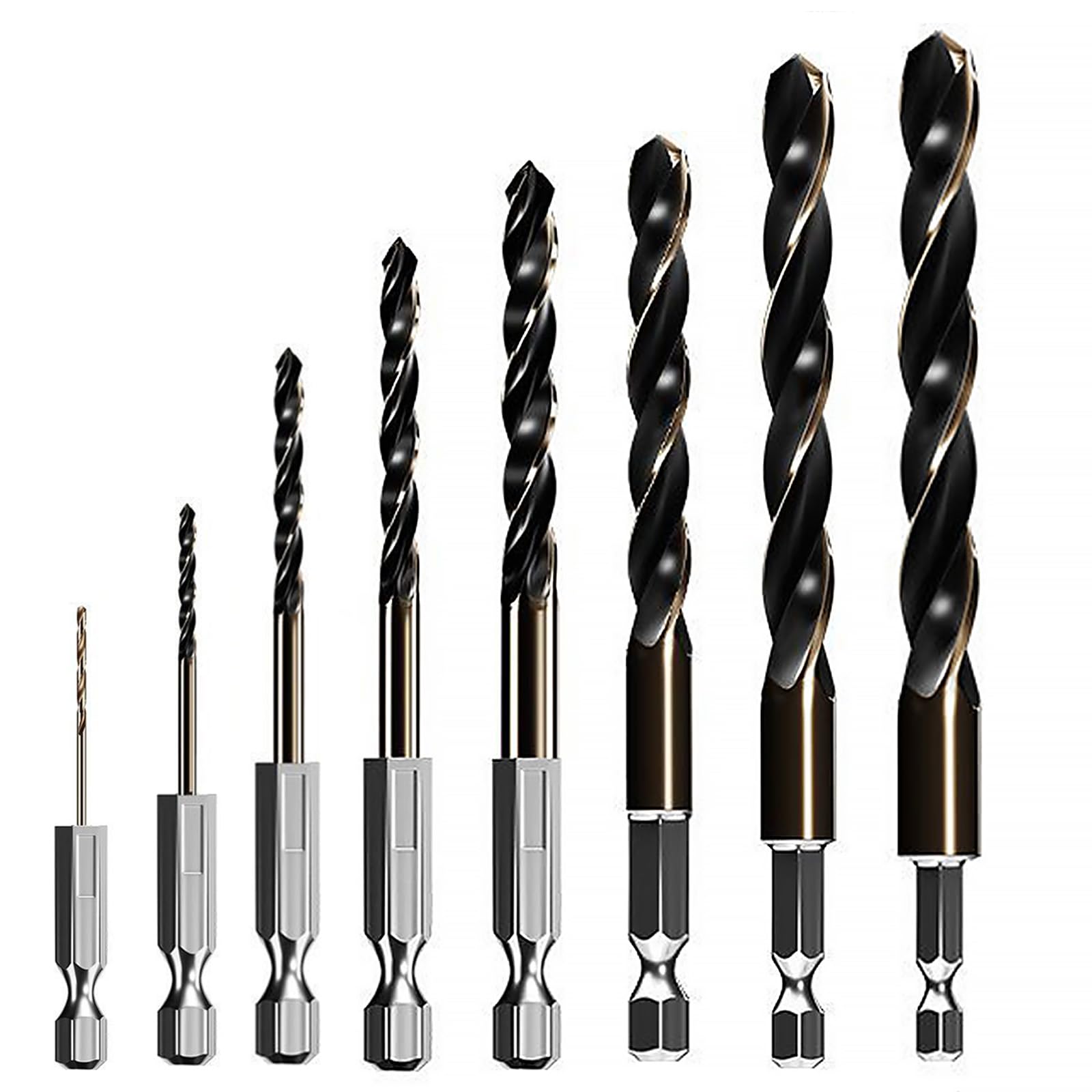 ・セット内容:8本セット (2mm、3mm、4mm、5mm、6mm、8mm、10mm、12mm) ・長さ:70-150mm ・先端角:135° ・シャンク形状:六角シャンク ・素材:高速度鋼(コバルト含有) ・加工仕様:ダブルバック角加工、...