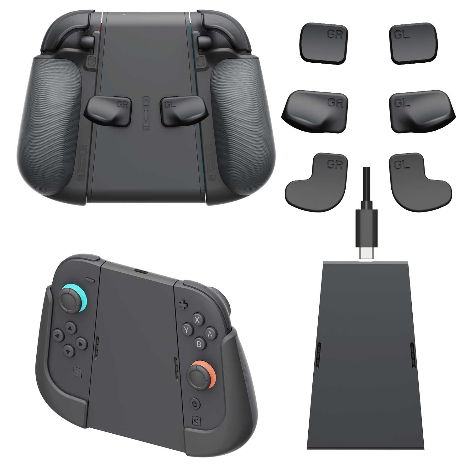 ・背面ボタン:3セット(トリガースタイル / パドルスタイル / ダイレクトスタイル) ・使用モード:9つ ・充電ポート:Type-C USBポート ・付属品:IFYOO Nexgrip スプリットグリップ、背面ボタン3セット、充電ドック、...