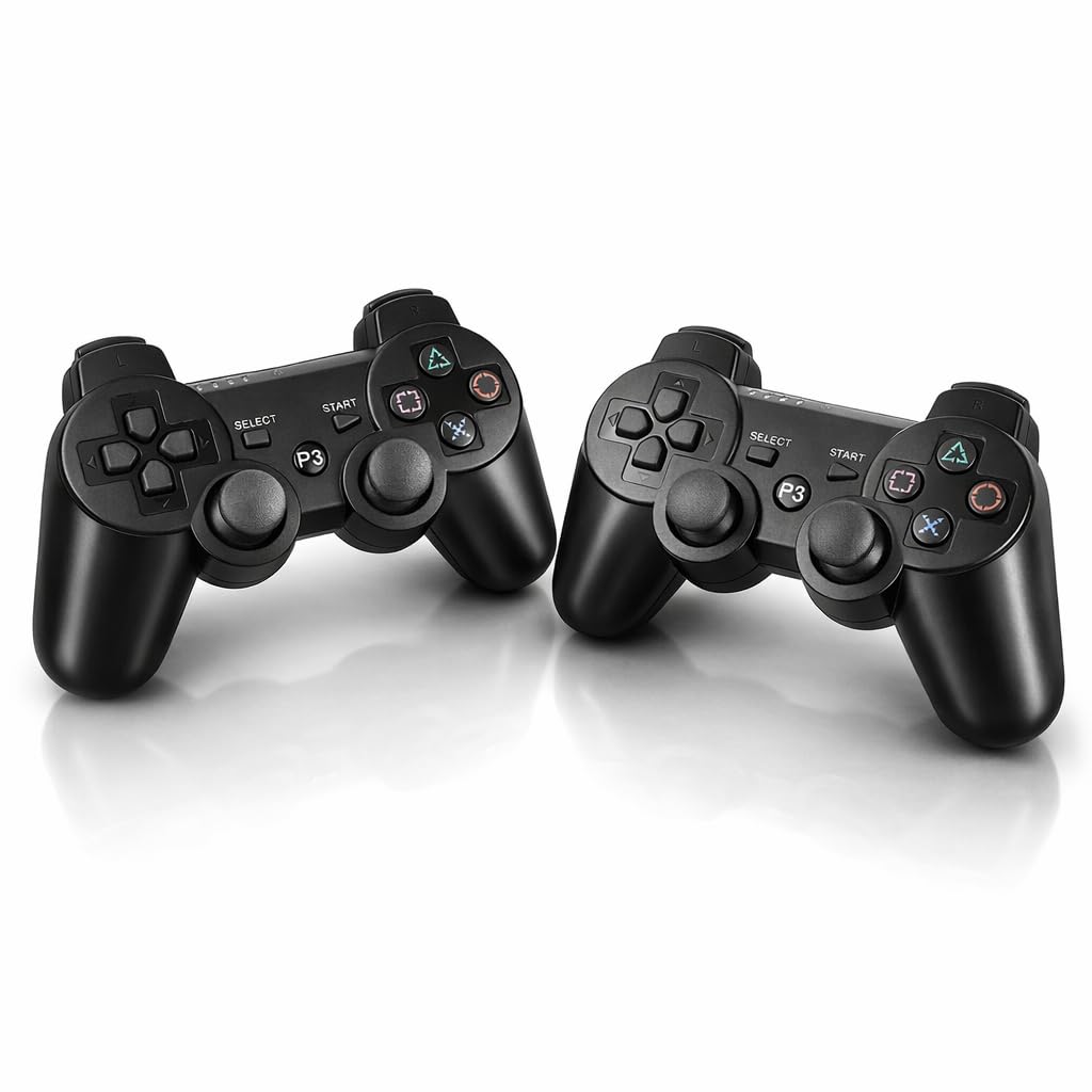 ・対応機種:PS3 ・接続方式:Bluetoothワイヤレス接続 ・機能:振動機能、デュアルスティック搭載 ・セット内容:コントローラー2台 ・カラー:ブラック