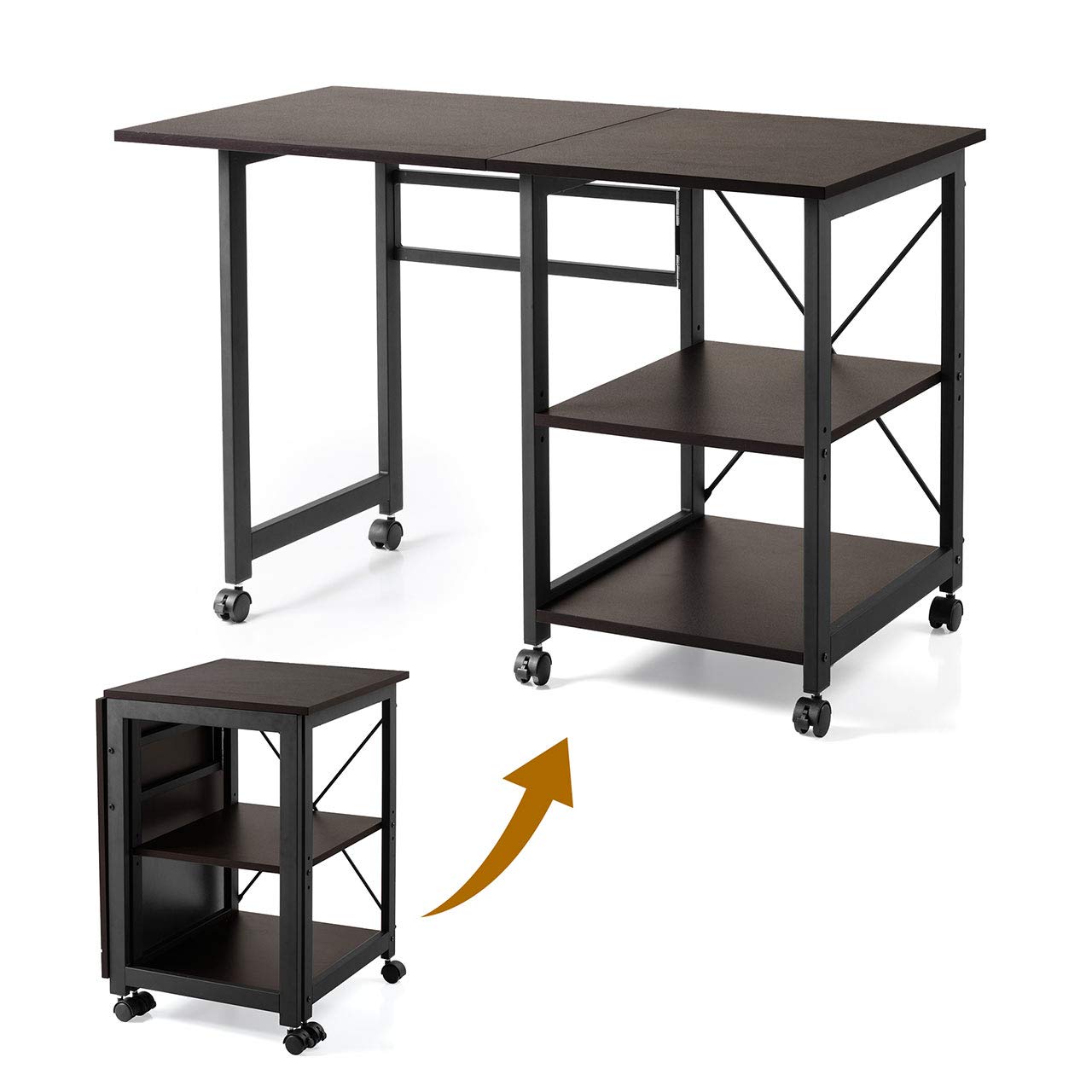 ・製品カラー:ブラウン ・製品サイズ:W1070×D550×H700mm(天板を広げた時) ・重量:約18.3kg ・梱包:1個口 ・梱包サイズ:W720×D610×H125mm ・梱包重量:約19.2kg ・出荷形態:ノックダウン組立式 ...