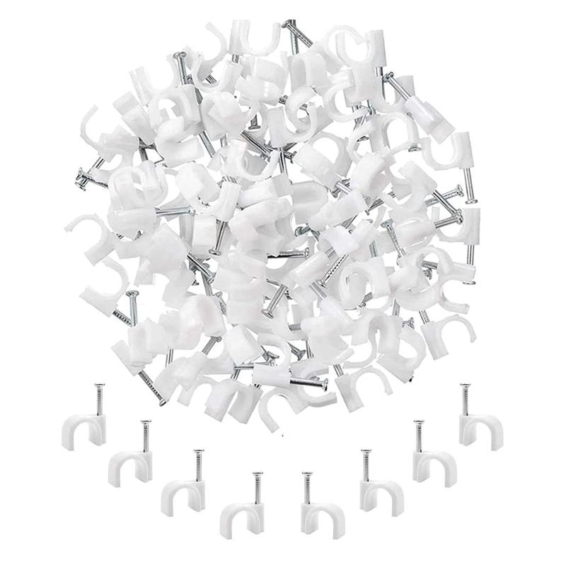 ケーブルステップル フラットケーブルクリップネイル 釘止めタイプ 配線収納 ケーブル固定用 方形 ホワイト✅「製品説明」ケーブルステップル 100個セット
