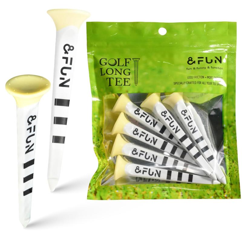 &amp;FUN（アンドファン） ゴルフティー ロングティー 80mm 6本入 目盛り付き ボールを乗せやすい 見つけやすい 折れにくい 安定感 飛距離アップ✅ラバー加工の大型ヘッド（ カップ径/18.5mm ) でボールを乗せやすいです。...