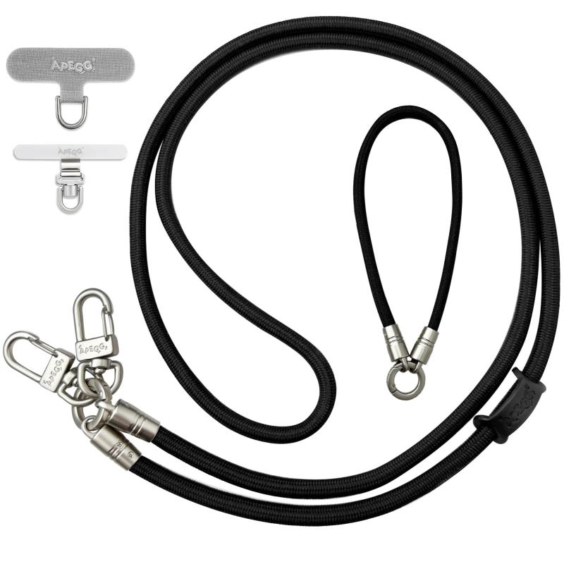 [APEGG] スマホストラップ 携帯ストラップ 首掛け ショルダーストラップ 肩掛け/斜めがけ 120cm 調節可能 アウトドア 落下防止 スマートフォン全機種対応 ストラップホルダー2枚入り