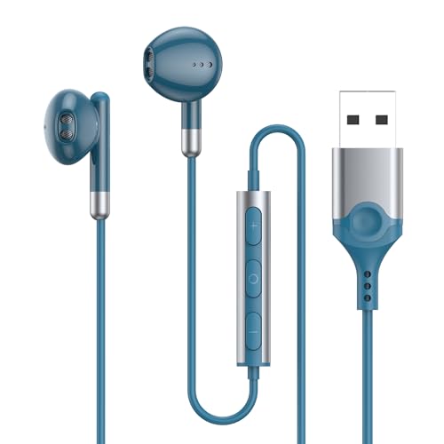 コンテンポラリーブルー/-/-・Color:ブルー・?【PC用ヘッドセット】USB-A 有線イヤホンは最新なチップを採用しており、音楽の重低音からクリアな中高音まで音源に忠実な臨場感あふれる音声出力を実現し、高品質なマイクを内蔵し、高感度、...