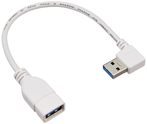 右L型ホワイト/-/USB3A-CA20RL・Style:右L型・パッケージ個数:1・USB3.0端子の向きを変更できるL型延長ケーブル・USB : 3.0 (3.1 Gen1、最大5Gbps)、2.0対応・端子1 : USB A(メス)・...