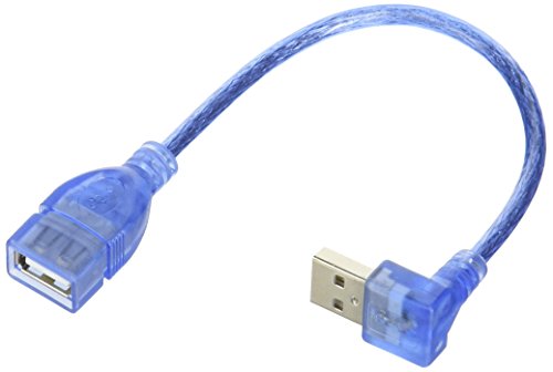 USB-A 下向きブルー/-/USBA-CA20DL・パッケージ個数:1・端子 : 下向きL型・オス - メス・長さ : 20 cmUSB(A)延長ケーブル