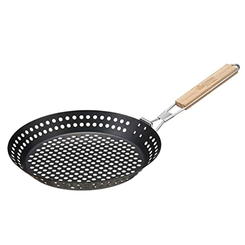 ブラック/（約）直径30.5×高さ 3.5cm/81210200・パッケージ個数:1・全長56cm・パッケージ重量: 0.63 kg・素材: スチール、木材●薪火や炭火の上で炎にかざして調理するグリルPAN。脂が落ちてヘルシーに。 ●折り畳...