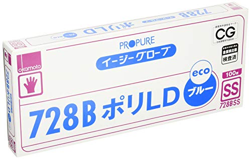 多目的ブルー/XS/728BSS・Color:ブルーSize:XS・パッケージ個数:1・・用途：手袋　調理　盛り付け　作業視認性のよいブルー外エンボス。
