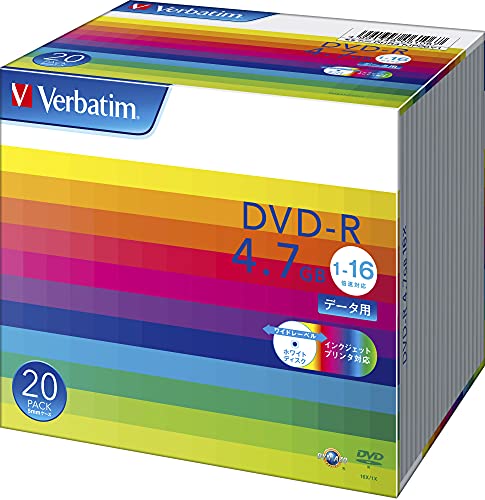 1.単品ホワイト/20枚/DHR47JP20V1・パッケージ個数:1・品種:データ用 DVD-R・1回記録用、容量:4.7GB、倍速:1-16倍速・盤面印刷:（ホワイト） / 範囲:22mm-118mm(ワイド)・ケース:5mmスリムケース...