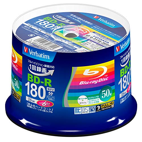 50枚スピンドルホワイト/1回録画 25GB/FBA_VBR130RP50V4・Size:1回録画 25GBStyle:50枚スピンドル・パッケージ個数:1・規格：-R・容量(GB)：25・種類：AV用 / 記録面：片面1層 / 4倍速・盤...