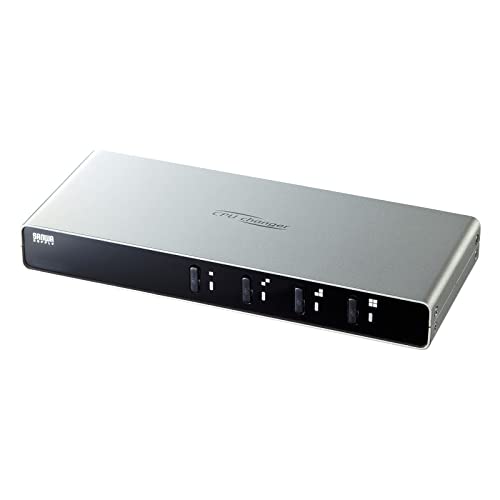 4:1シルバー/-/SW-KVM4LUN2・Style:4:1・パッケージ個数:1・1組のUSBキーボード・USBマウス・ディスプレイで4台のパソコンを切り替えて使用できます。・4台のパソコンは[Ctrl]キー×2回押し、または[ScrLo...