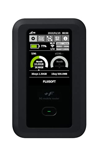 マットブラック/-/FS050WMB1・パッケージ個数:1・5G対応モバイルWi-Fiルーター・デュアルSIM対応により利用シーンに合わせて回線の使い分けが可能・国内モデル初eSIM対応のSIMロックフリーモバイルルーター・モード切り替えに...